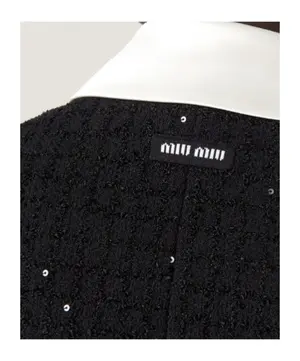 Miu Miu Short Sleeve Buttoned Cardigan With Sequins