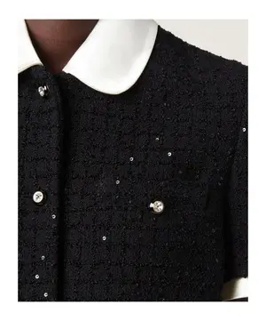 Miu Miu Short Sleeve Buttoned Cardigan With Sequins