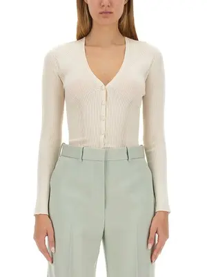 LANVIN V-neck Knitted Cardigan - White