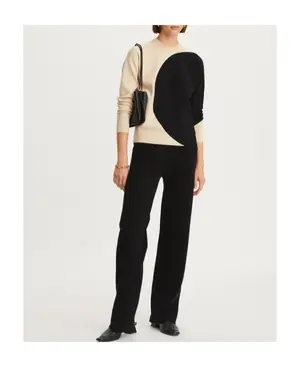 Tory Burch Colorblock Crewneck Knitted Jumper - Black