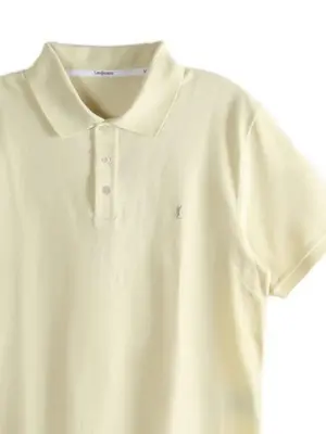 Saint Laurent Cassandre Embroidered Short-sleeved Polo Shirt