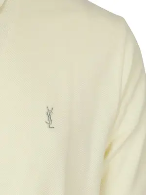 Saint Laurent Cassandre Embroidered Short-sleeved Polo Shirt
