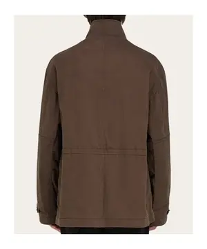 FERRAGAMO High Neck Jacket With Drawstring Waist - Green