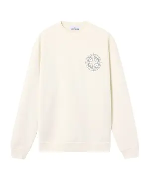Stone Island Logo Printed Crewneck Sweatshirt - Ivory