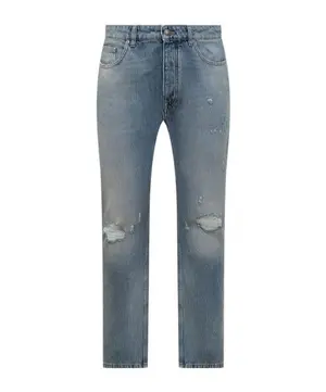 Palm Angels Straight Leg Distressed Jeans - Gray