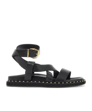JIMMY CHOO Flat Sandals With Buckle And Stud Detailing