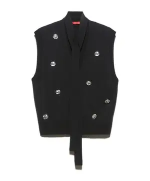 MAXCO. Max&co. Sleeveless Knitted Vest With Rhinestones