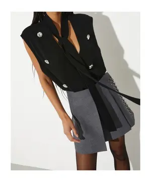 MAXCO. Max&co. Sleeveless Knitted Vest With Rhinestones