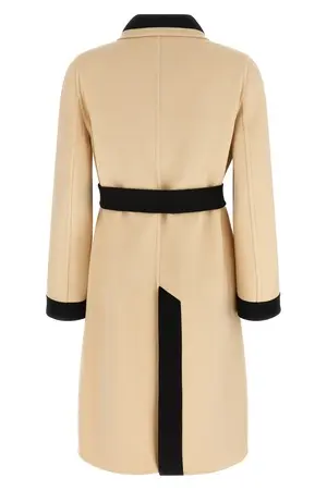 Valentino Garavani Belted Wool Blend Coat With Contrast Trim - No