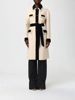 Valentino Garavani Belted Wool Blend Coat With Contrast Trim - No