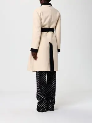 Valentino Garavani Belted Wool Blend Coat With Contrast Trim - No