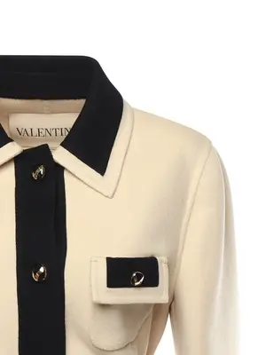 Valentino Garavani Belted Wool Blend Coat With Contrast Trim - No