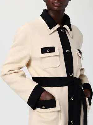Valentino Garavani Belted Wool Blend Coat With Contrast Trim - No