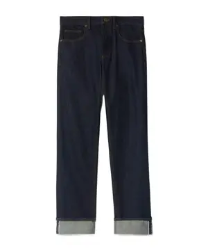 Burberry Logo Patch Turn-up Hem Jeans - Black
