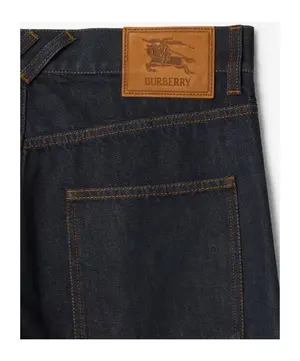 Burberry Logo Patch Turn-up Hem Jeans - Black