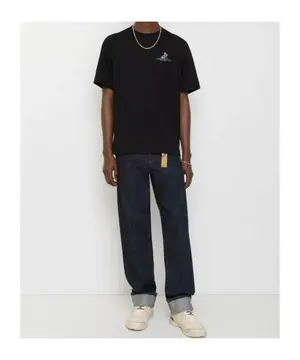 Burberry Logo Patch Turn-up Hem Jeans - Black