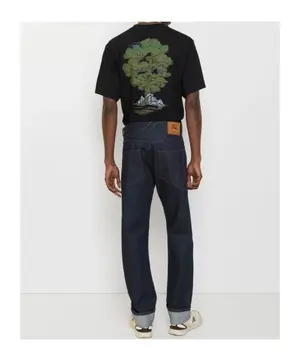 Burberry Logo Patch Turn-up Hem Jeans - Black