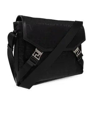 Versace All-over Logo Foldover Messenger Bag