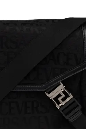 Versace All-over Logo Foldover Messenger Bag