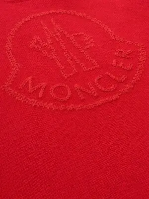 Moncler Logo Intarsia Knit Crewneck Dress - Red