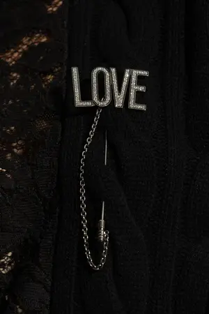 Moschino Embellished Love Brooch