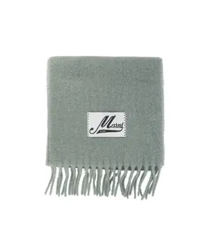 Marni Logo Patch Fringed Scarf - Gray