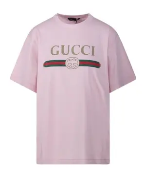 Gucci Logo Printed Cotton And Silk Jersey T-shirt - Pink