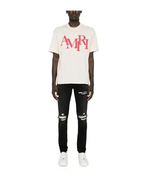 Amiri Mx1 Skinny Jeans With Distressed Details - Black