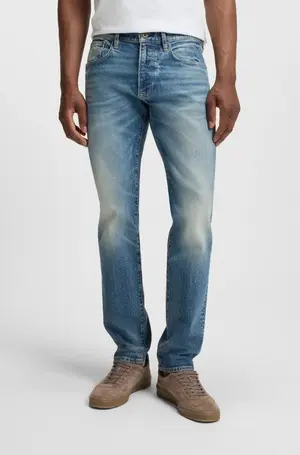 Hugo Boss X David Beckham Light-wash Straight-leg Jeans