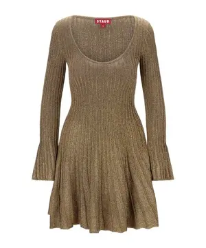 Staud Raquel Ribbed Knit Mini Dress - Black
