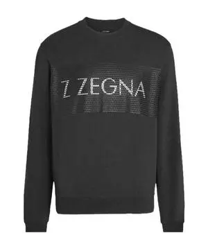 Zegna Long-sleeved Sports Sweater With Patterned Chest And Mesh Logo