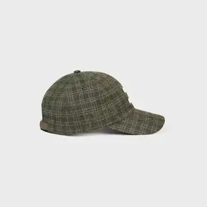 Celine Triomphe Baseball Cap In Checked Wool Felt - Khaki/taupe