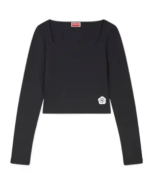 Kenzo Ribbed Long-sleeve Top With Logo Detail