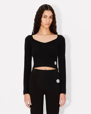 Kenzo Ribbed Long-sleeve Top With Logo Detail
