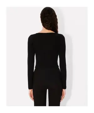 Kenzo Ribbed Long-sleeve Top With Logo Detail