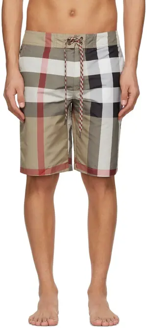 Burberry Checked Swim Shorts With Rope Tie - Multicolor