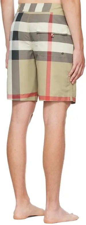 Burberry Checked Swim Shorts With Rope Tie - Multicolor