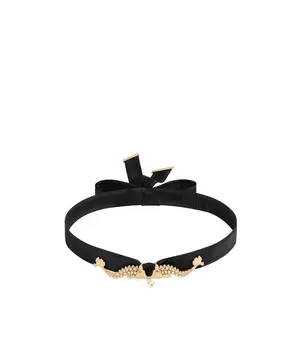 Dior Technical Fabric Choker With Gold-plated Arabesque And Pearl Detail - Black