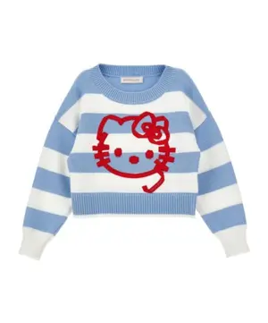 Monnalisa Hello Kitty Intarsia Crewneck Knitted Jumper