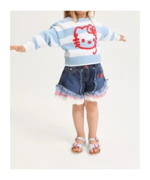 Monnalisa Hello Kitty Intarsia Crewneck Knitted Jumper