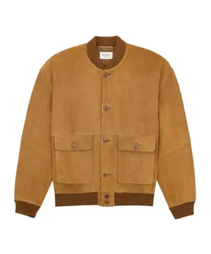 Saint Laurent Suede Bomber Jacket - Brown