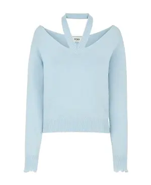 Fendi Off-the-shoulder Long-sleeved Pullover