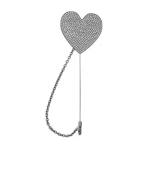 Moschino Heart-shaped Brooch With Chain - Silver