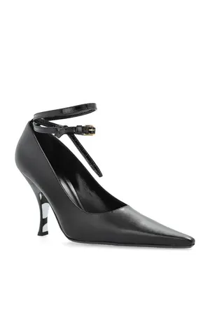 Moschino Pointed Toe Stiletto Heel Pumps With Ankle Strap