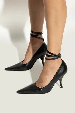 Moschino Pointed Toe Stiletto Heel Pumps With Ankle Strap