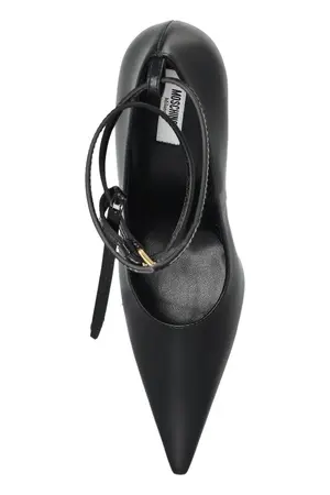 Moschino Pointed Toe Stiletto Heel Pumps With Ankle Strap