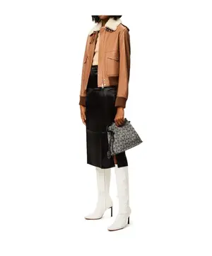 Loewe Zip-up Leather Pilot Jacket With Shearling Collar