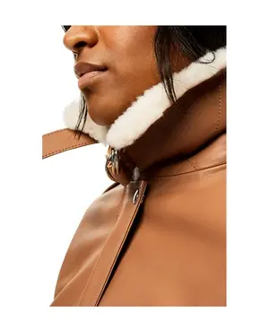 Loewe Zip-up Leather Pilot Jacket With Shearling Collar