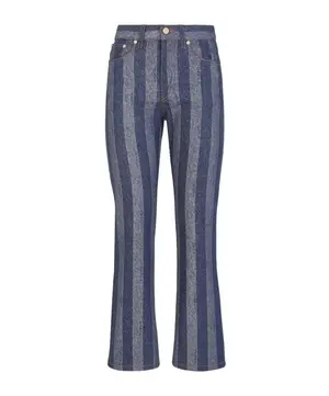 Fendi Striped Jeans With Embroidered Logo