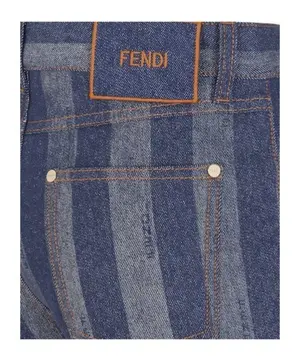Fendi Striped Jeans With Embroidered Logo
